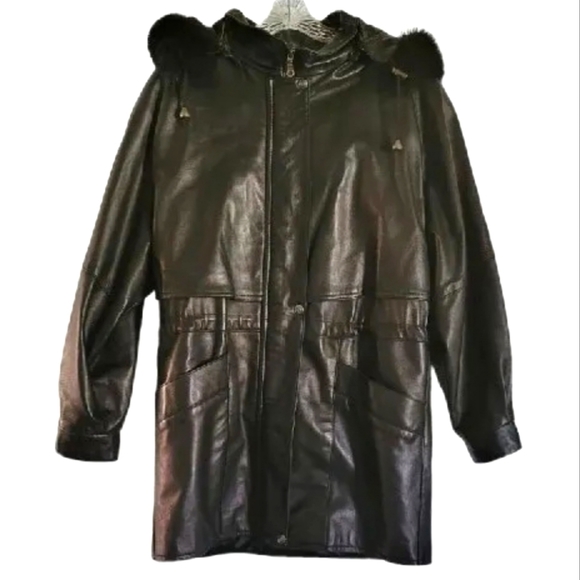 Angelina | Jackets & Coats | Angelina David Kadosh Black Leather Trench ...